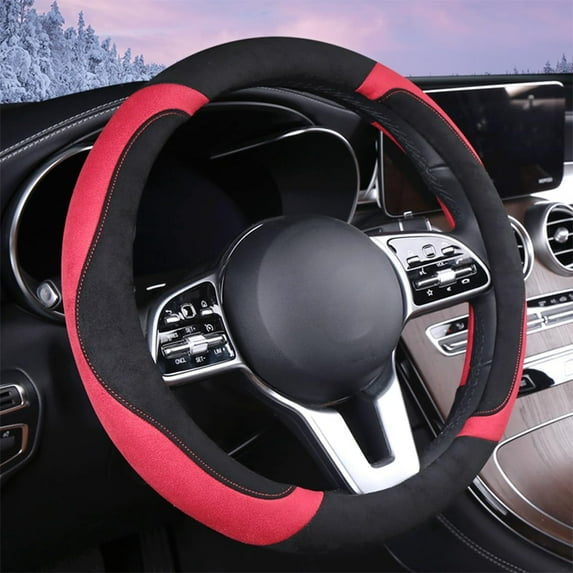 Fashionable Soft Suede D Shape Steering Wheel Cover, 15 Inch Universal ...