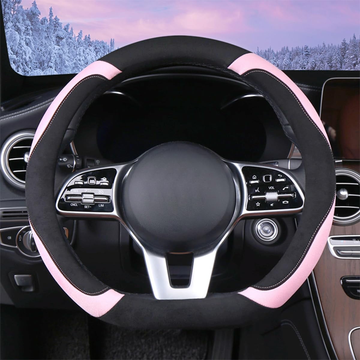 Fashionable Soft Suede D Shape Steering Wheel Cover, 15 Inch Universal ...
