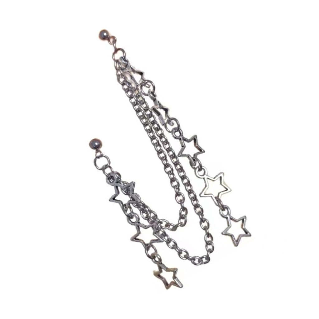 Fashionable Star Pendant Earring Five Pointed Star Tassels Ear Punk ...