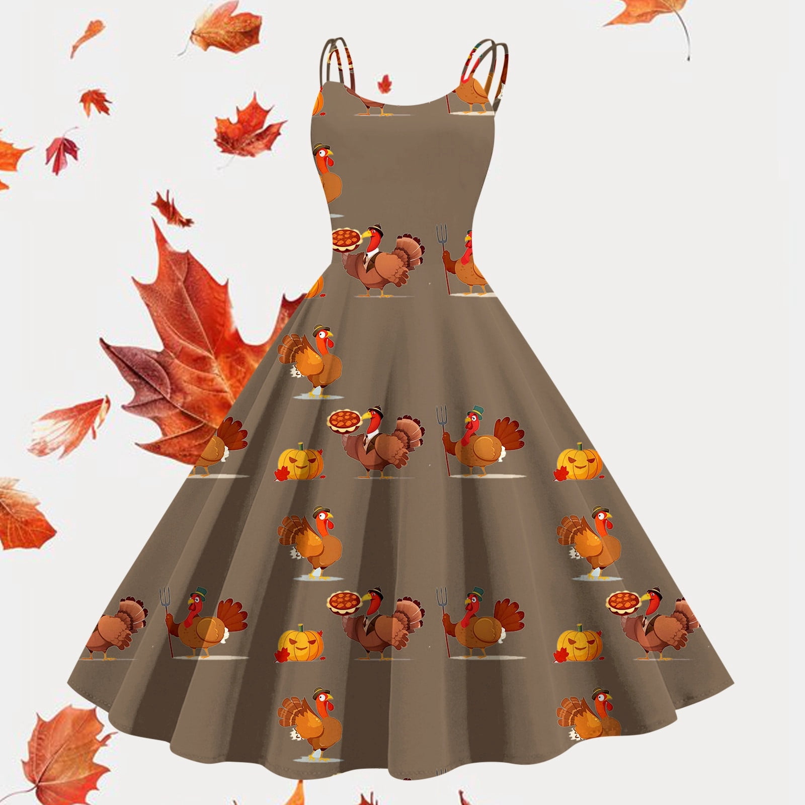 Fashionable And Versatile Suspender Thanksgiving Turkey Print Oversized ...