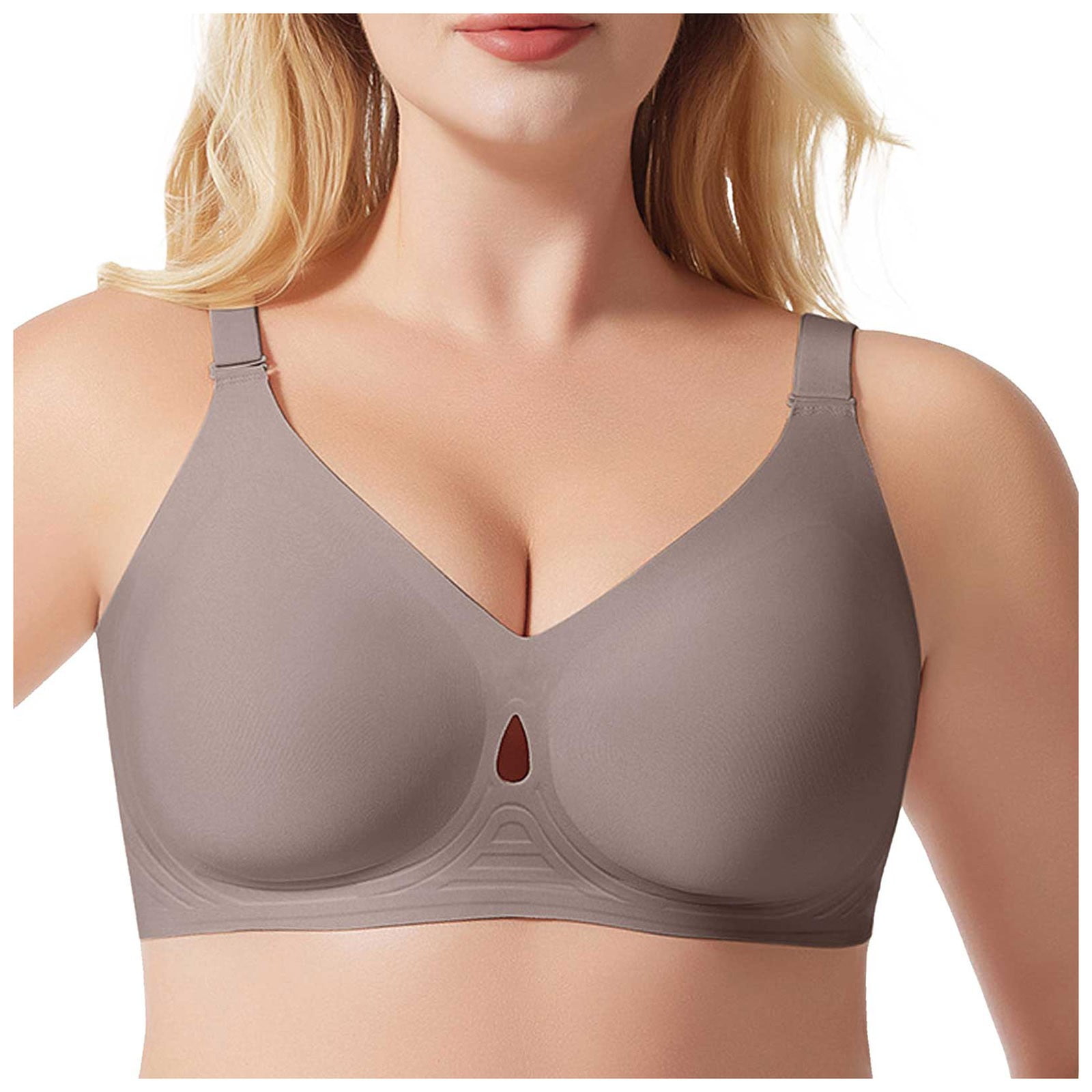 Fashionable Wireless Deep V Neck Bra Smooth Nylon With M-Shaped Support Non Marking Underwear ...