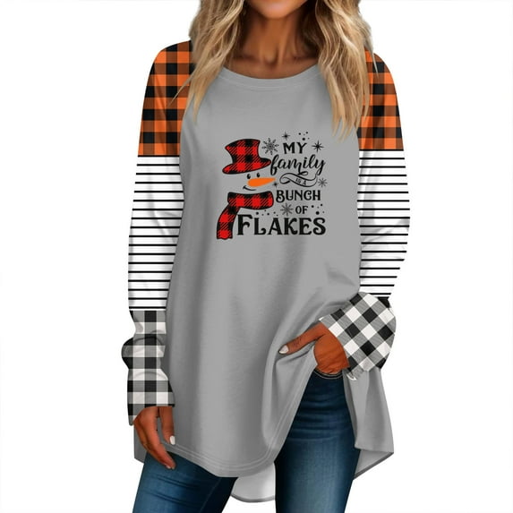 Fashionable Women's Loose Round Neck Long-Sleeved T-Shirt with Sleeve ...