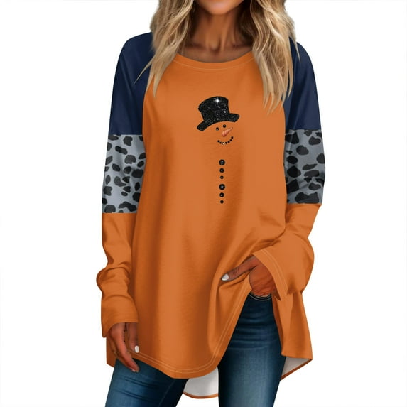 Fashionable Women's Loose Round Neck Long-Sleeved T-Shirt with Sleeve ...