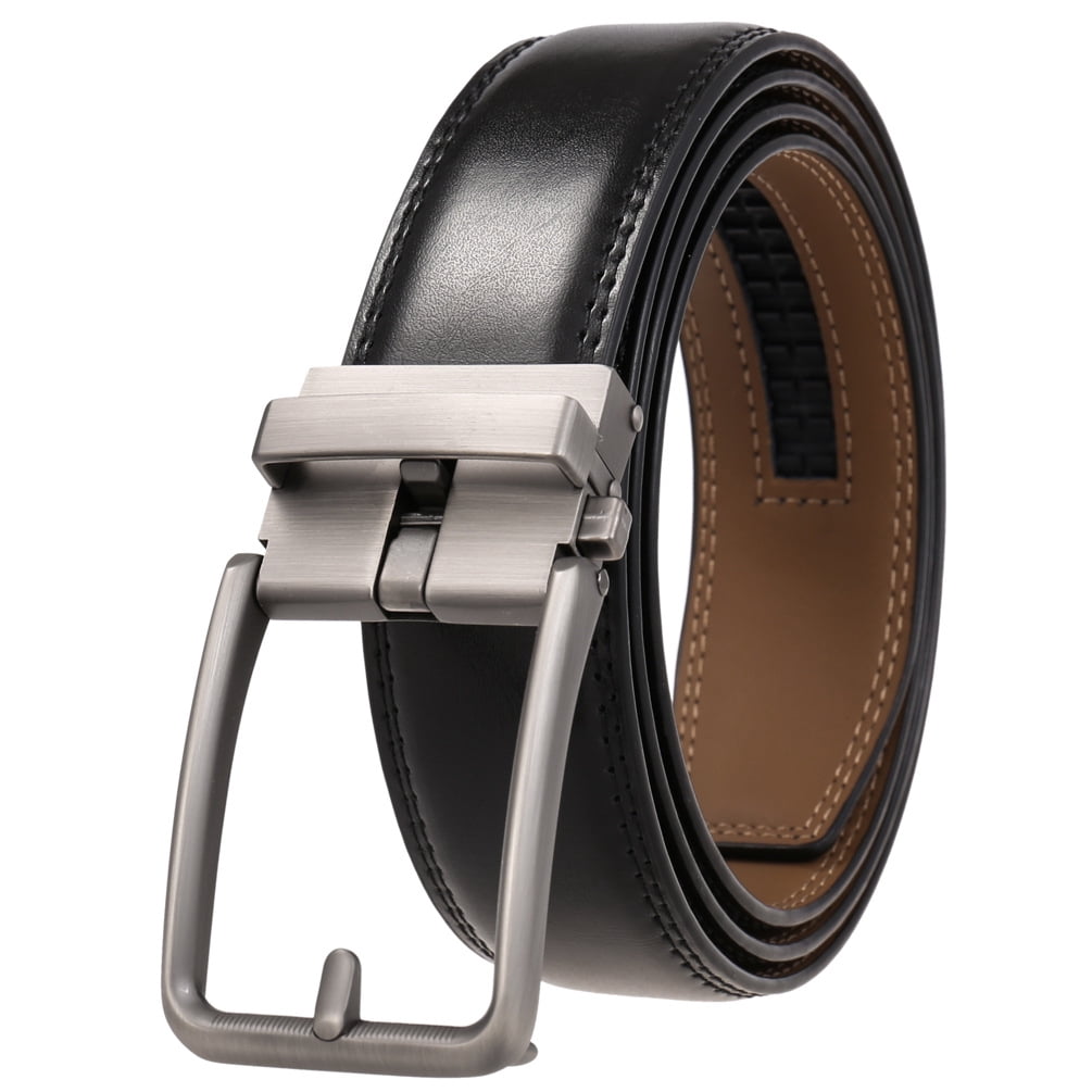 Fashionable automatic buckle men's leather belt with functional alloy ...