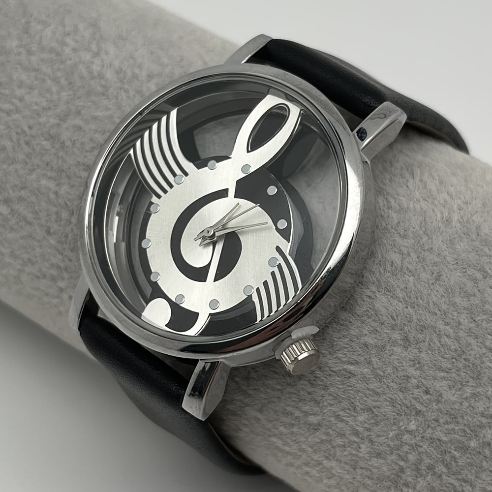 Fashionable musical notes quartz watch, transparent strap - casual ...