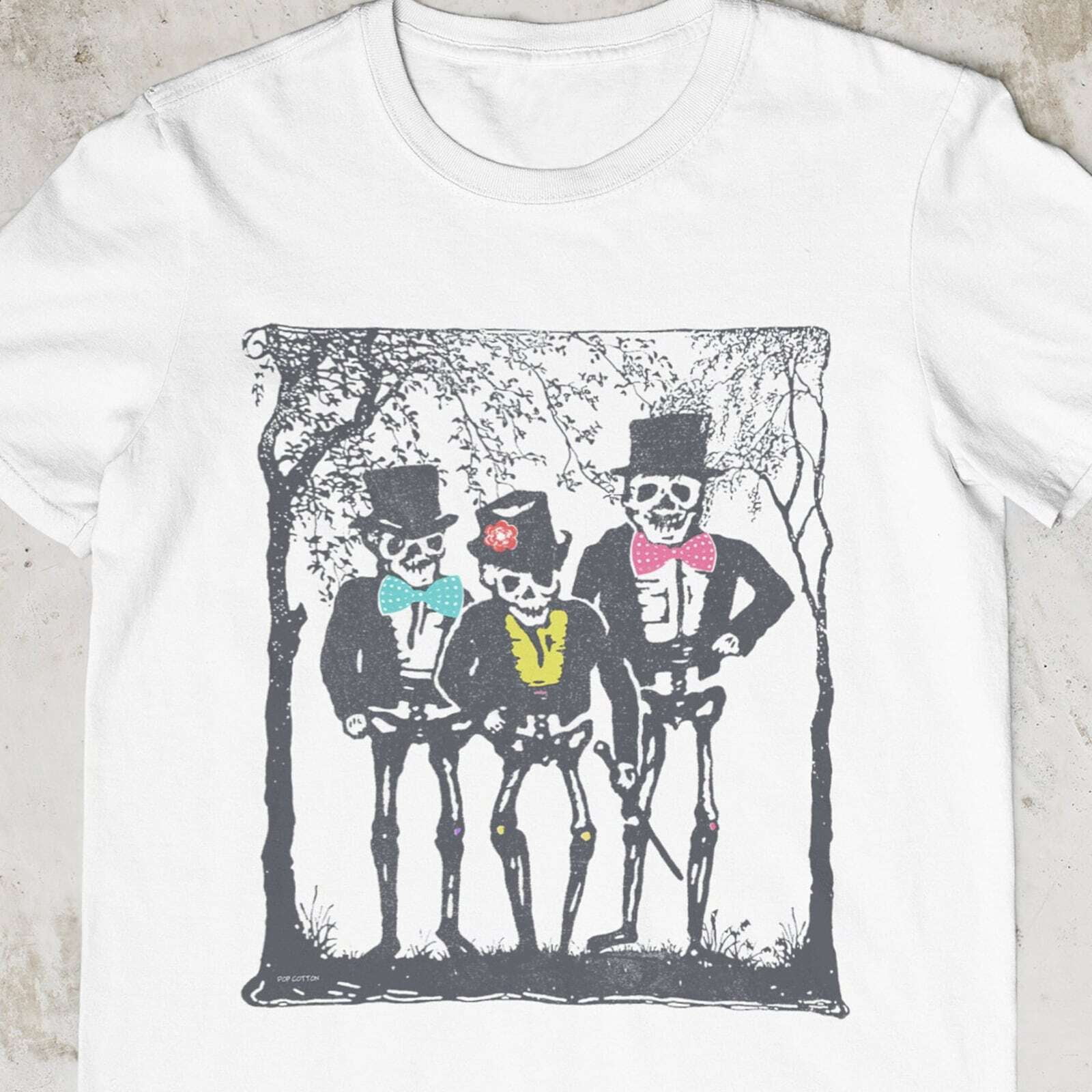 Fashionably Dead Three Skeletons Day of The Dead Mexican Dia De Los ...