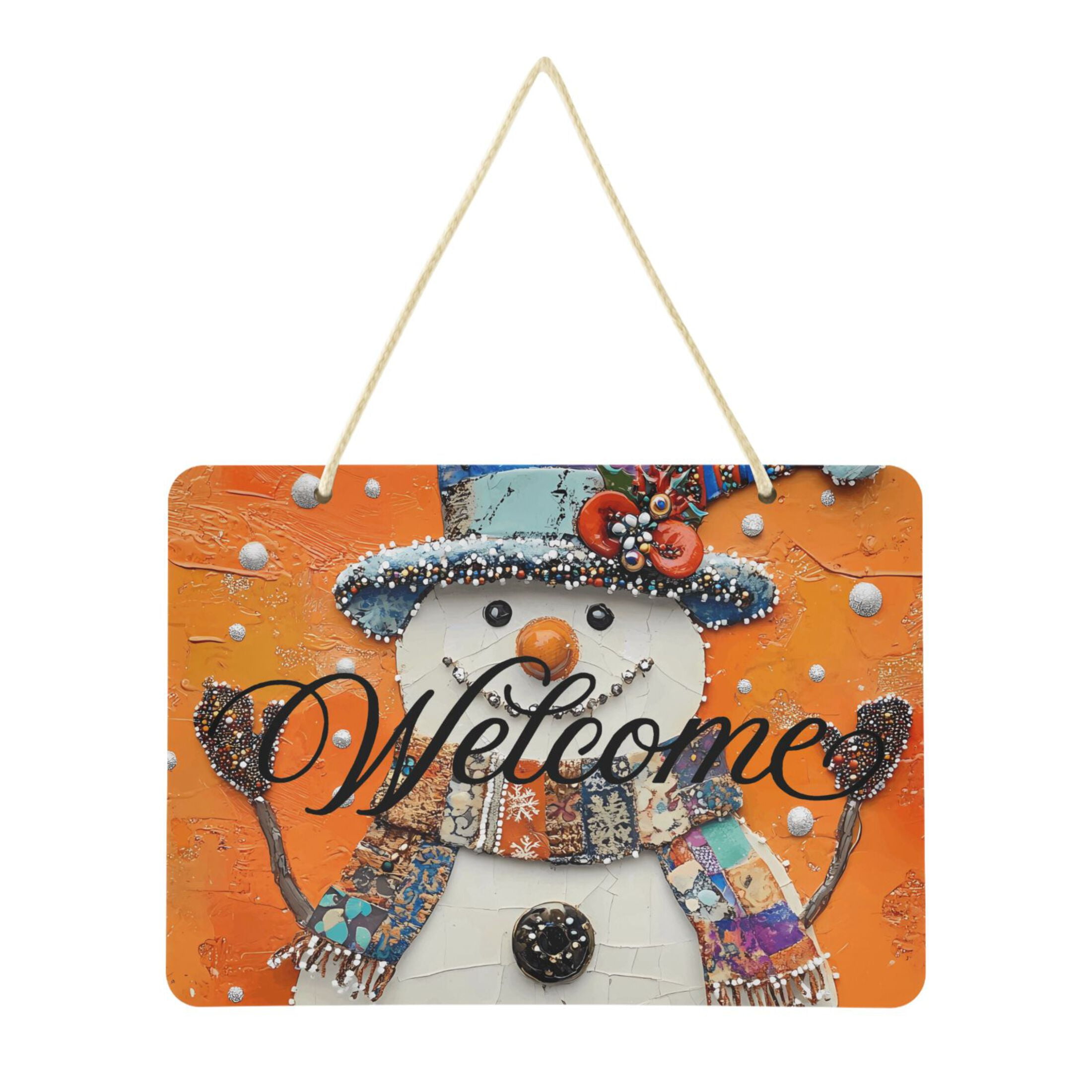 Fashionably Dressed Snowmen Welcome Sign Front Door PVC 14x10 inch ...