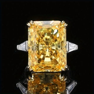 Fashionringfor woman,inset yellow cubic zirconia stone ,size adjustable ...