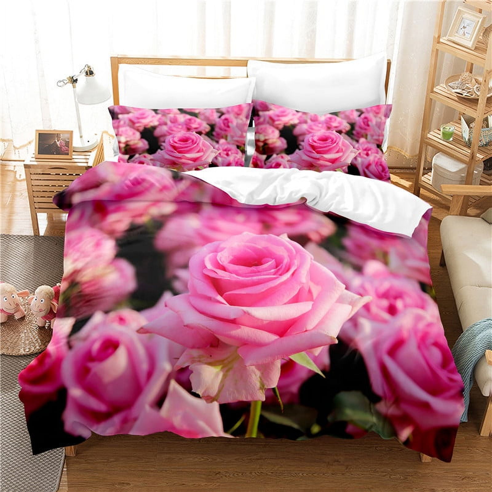 Fashions 3-Pieces Flower Duvet Cover Set for home, 3D Flowers Print ...