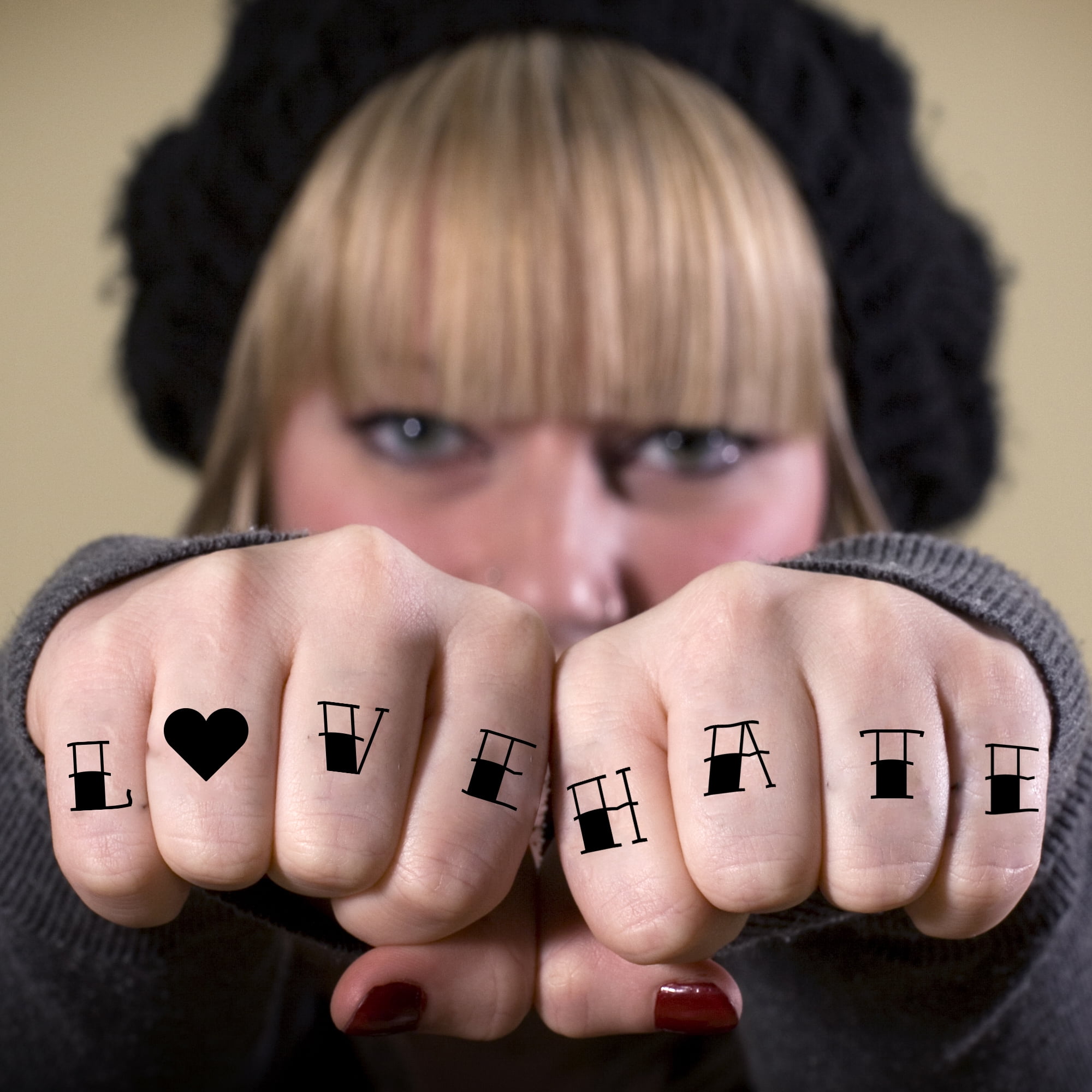 Fashiontats Traditional Knuckle Letters Temporary Tattoos (2-Pack ...