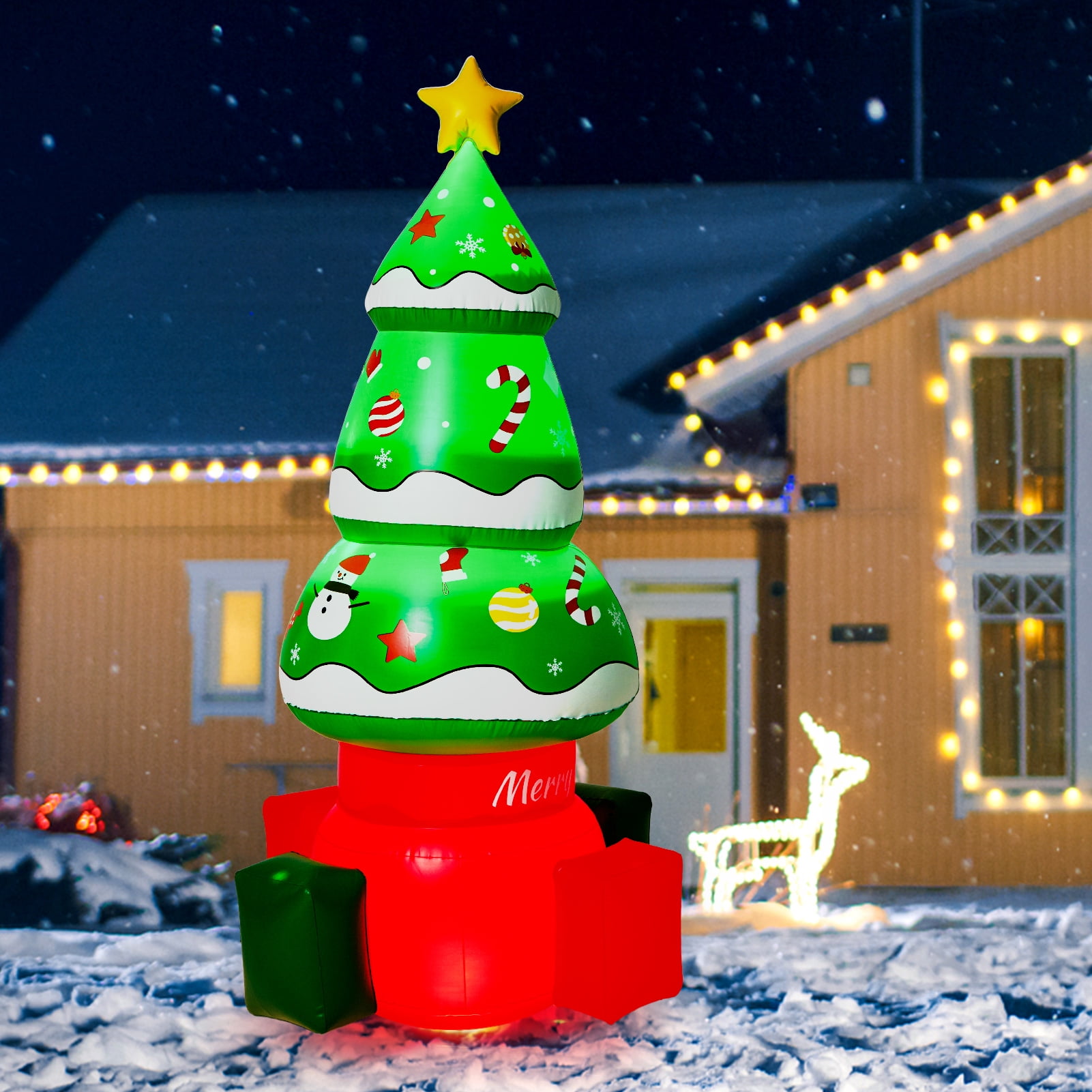 Fashionwu 5.6ft Inflatable Christmas Tree with Gift Box Built-in LED ...