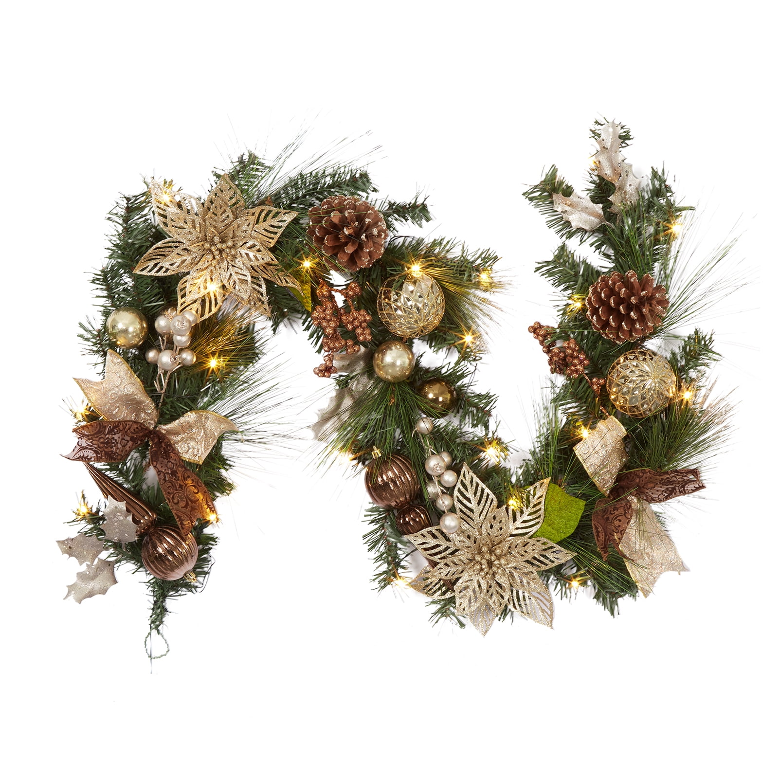 Fashionwu 6ft Prelit Christmas Garland with 20 Lights, Xmas Fake Vines ...