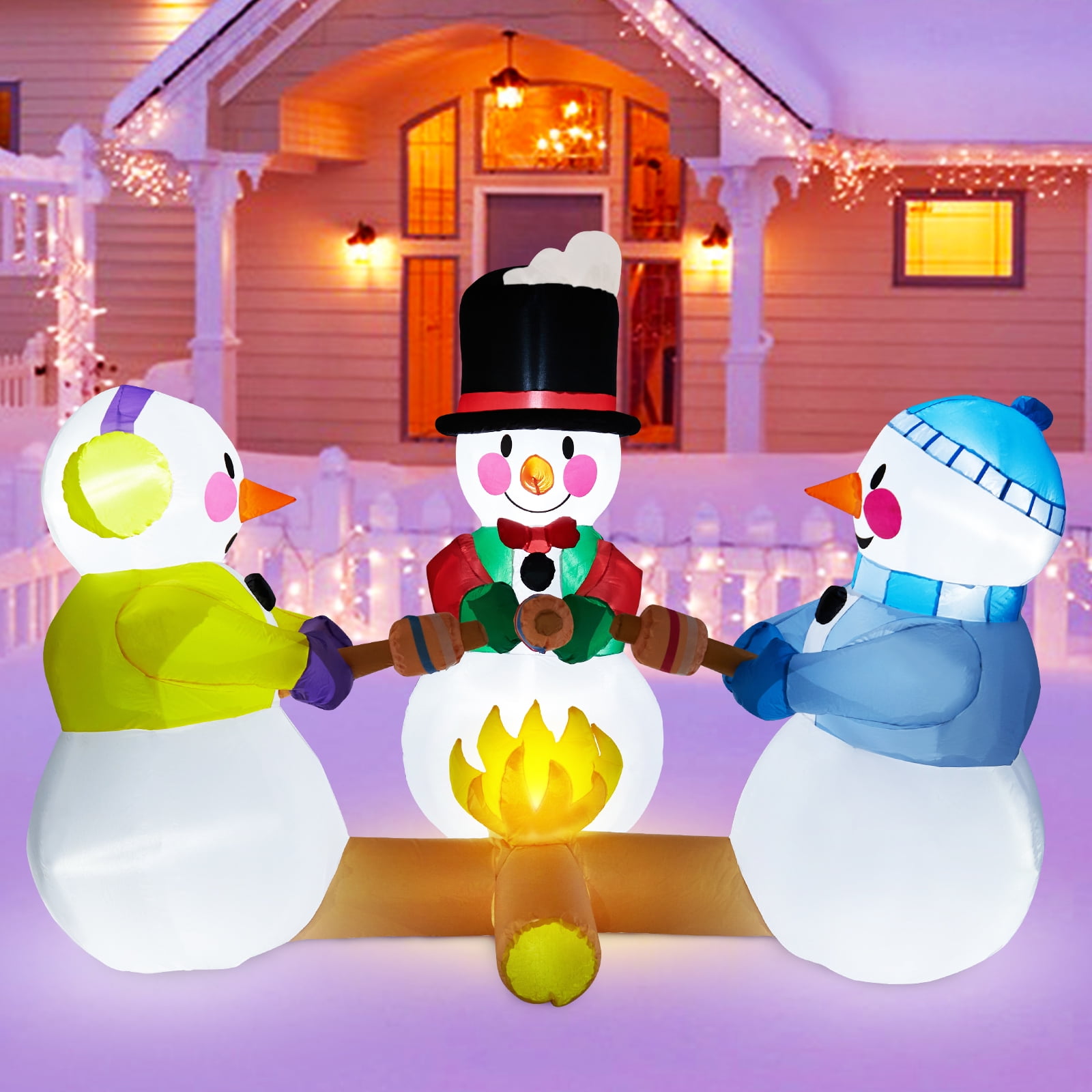 Fashionwu Christmas 5Ft Inflatables Snowman Decorations, Blow Up 3 ...