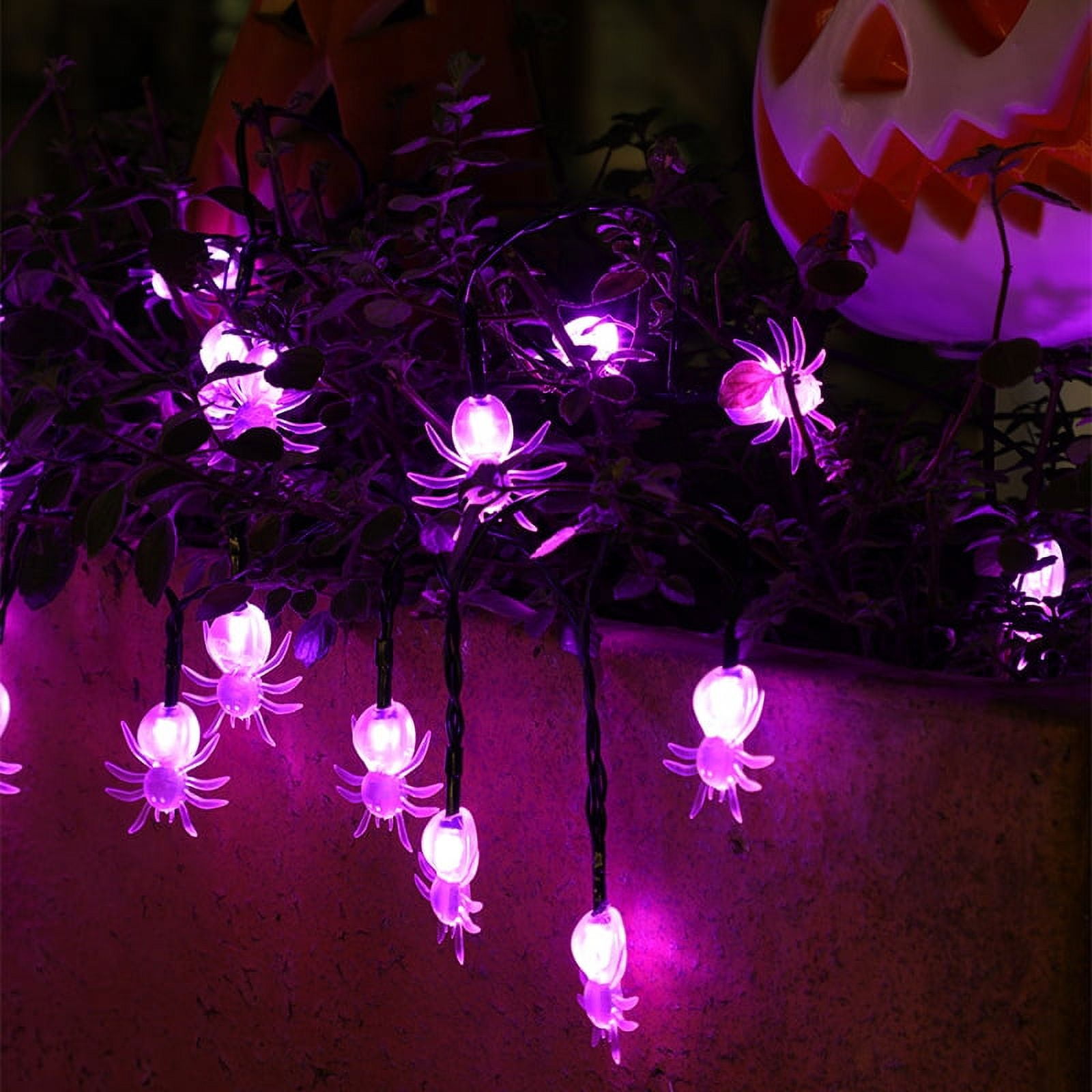 Fashionwu Halloween Solar String Lights, 21.3 Ft 30 LED Spider Lights ...