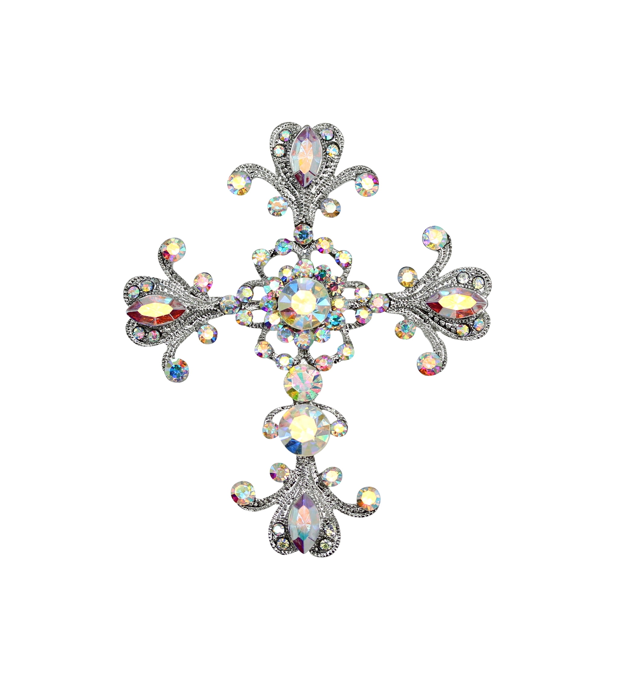 Faship AB Rhinestone Crystal Cross Crucifix Pin Brooch Pendant Easter ...