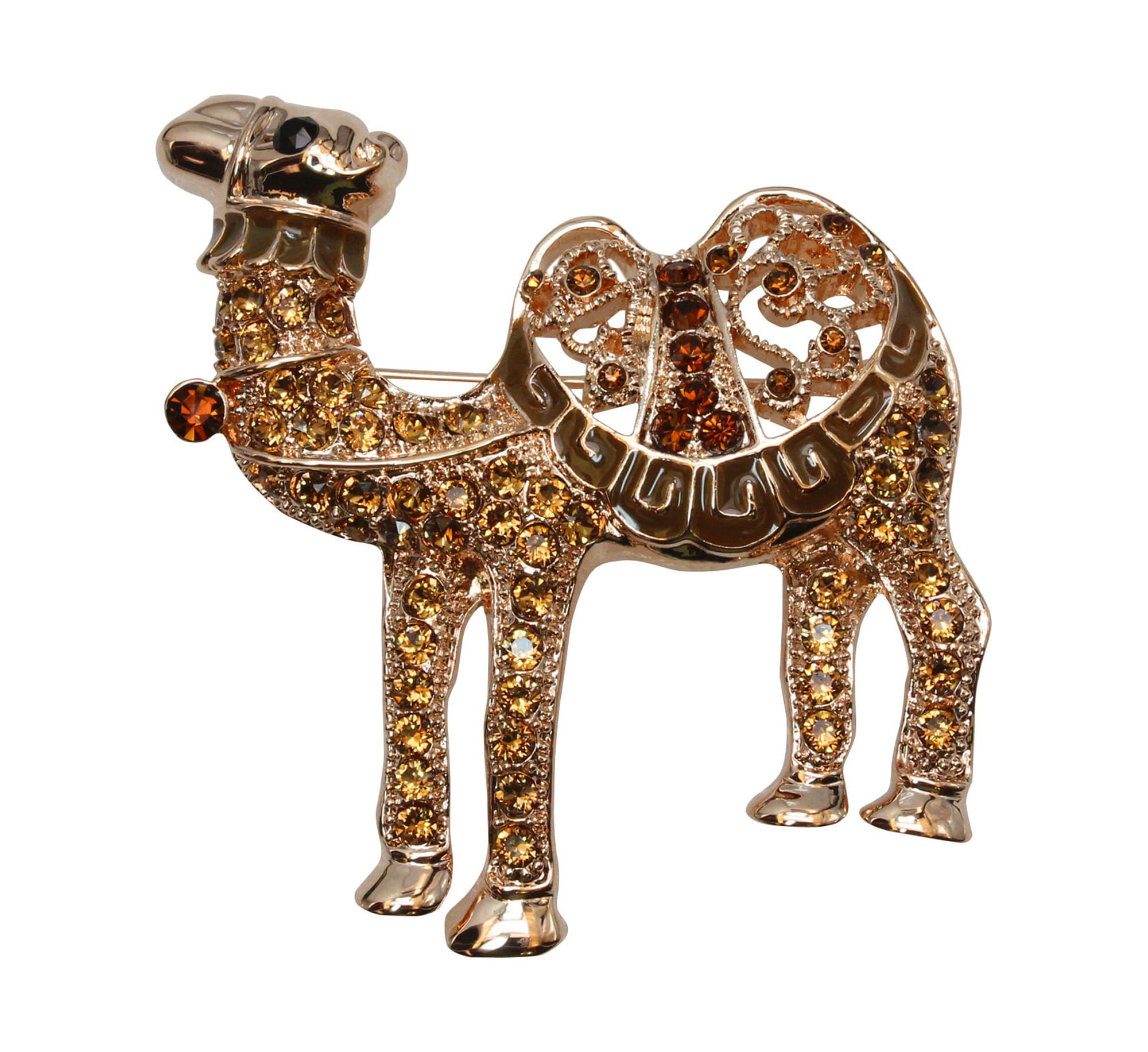 Faship Chocolate Brown Rhinestone Crystal Camel Pin Brooch - Walmart.com