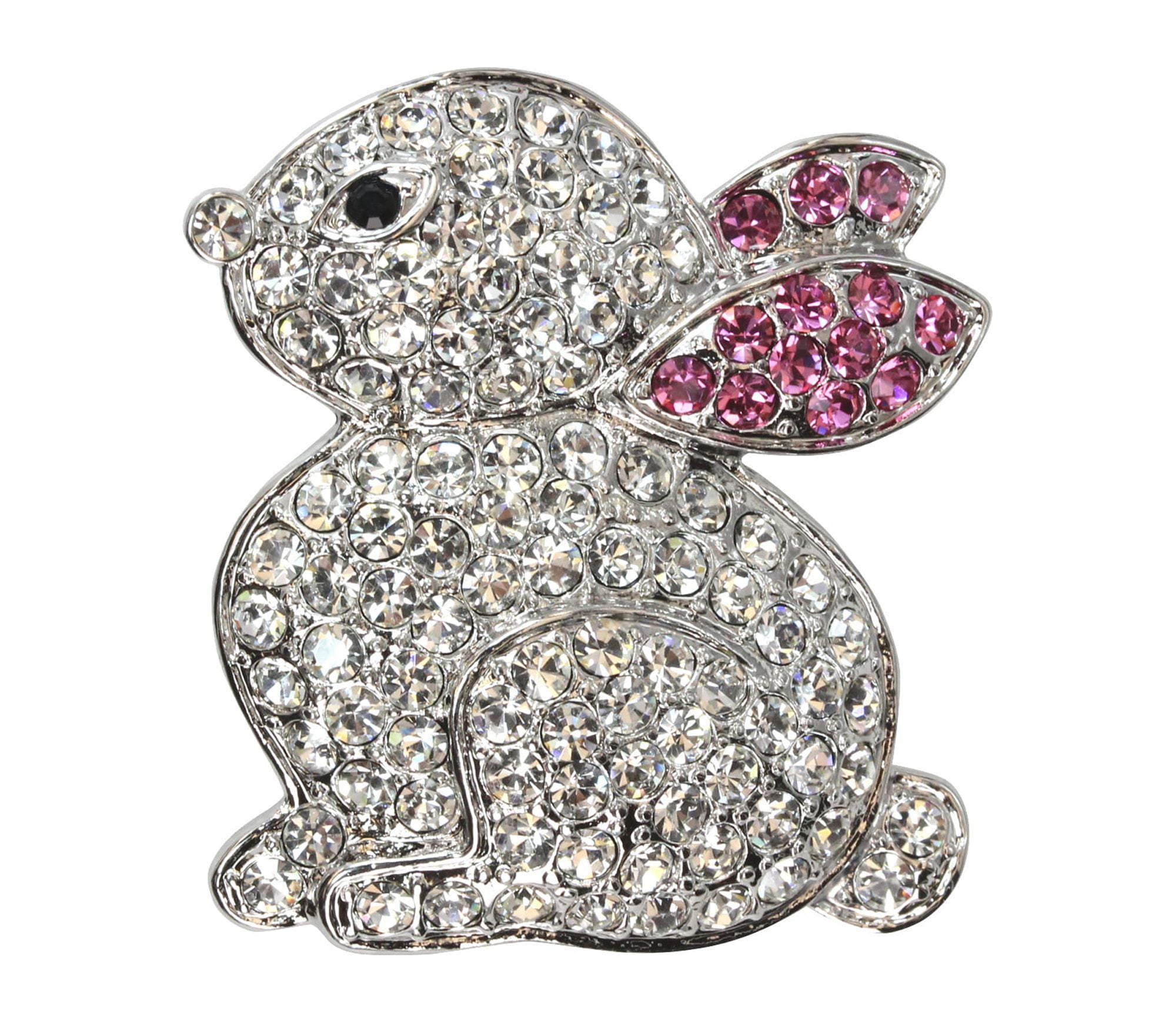 Faship Clear Pink Rhinestone Crystal Cute Bunny Rabbit Pin Brooch for ...