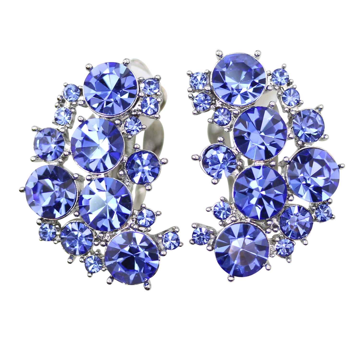 Faship Clip On Earrings Stunning Blue Crystal - Walmart.com