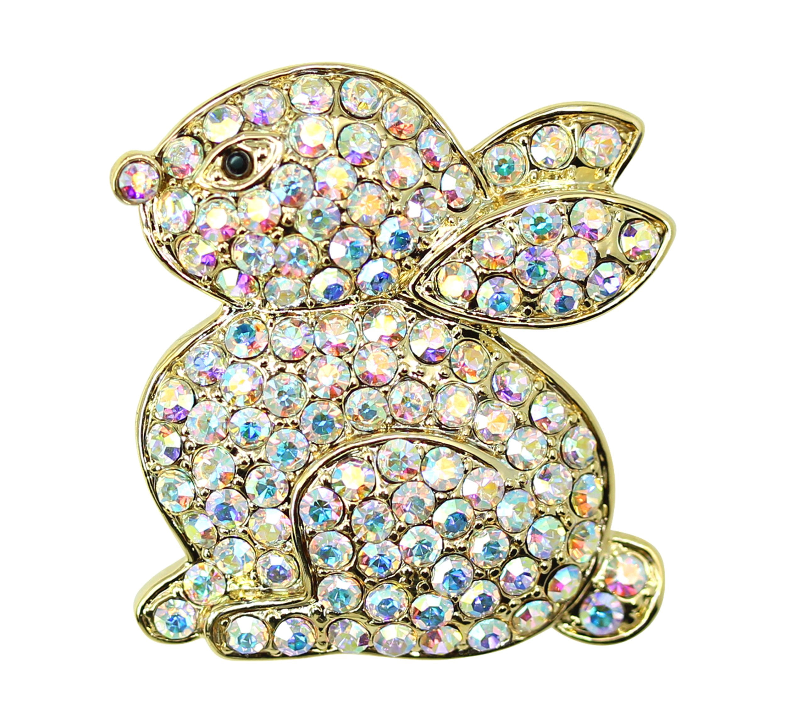 Faship Gorgeous AB Rhinestone Crystal Cute Bunny Rabbit Pin Brooch for ...