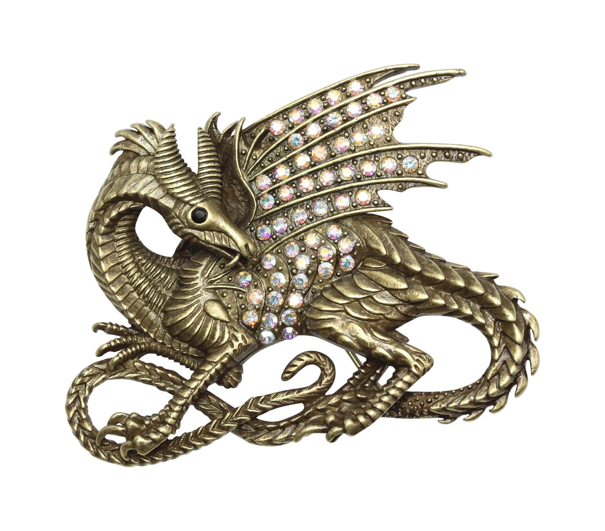 Faship Gorgeous AB Rhinestone Crystal Flying Dragon Dinosaur Pin Brooch ...