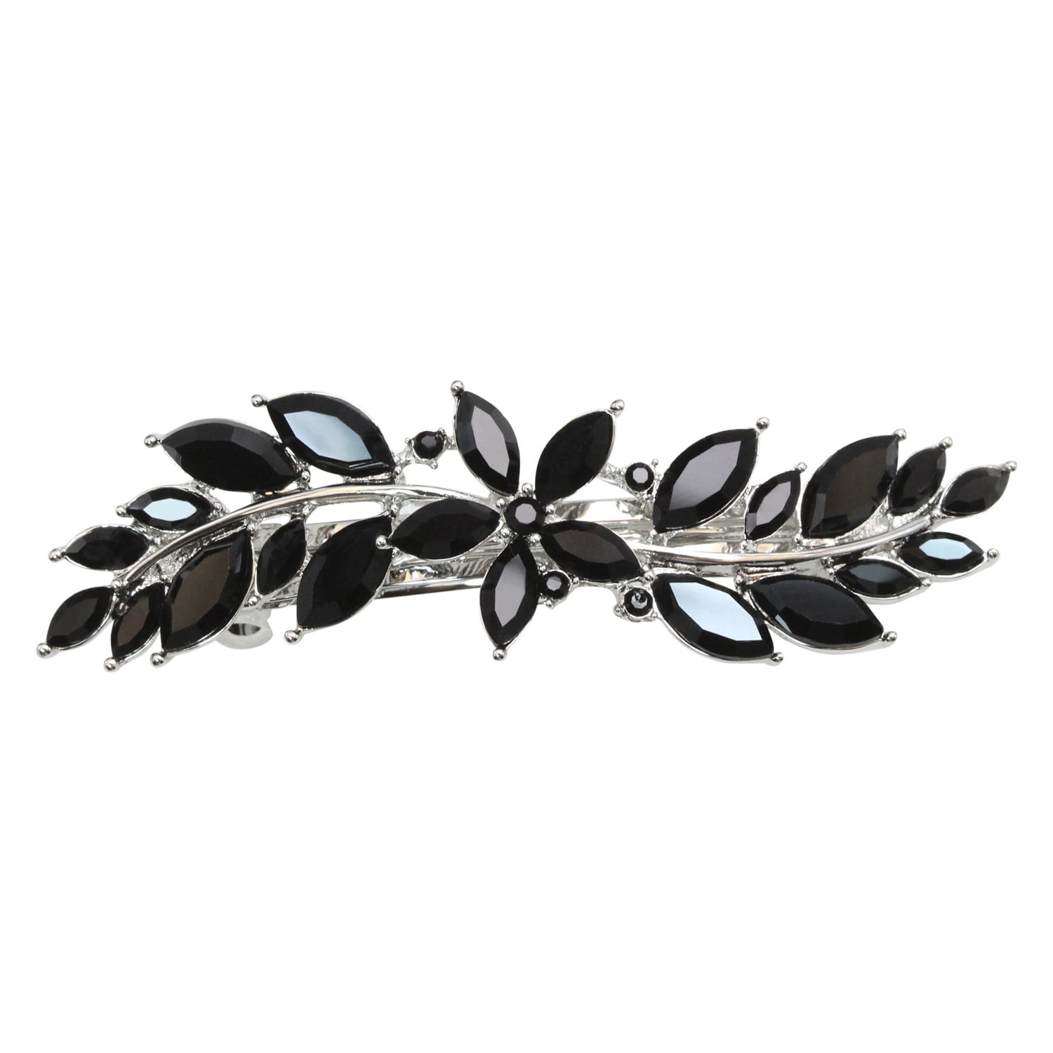 Faship Gorgeous Black Rhinestone Crystal Small Flower Hair Barrette ...