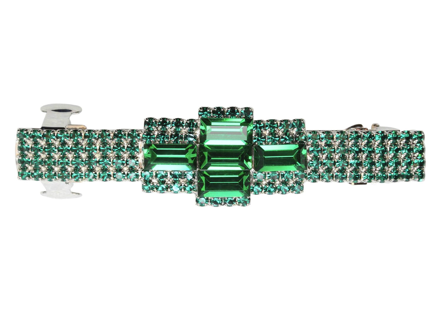 Faship Gorgeous Emerald Color Green Crystal Hair Barrette Clip ...