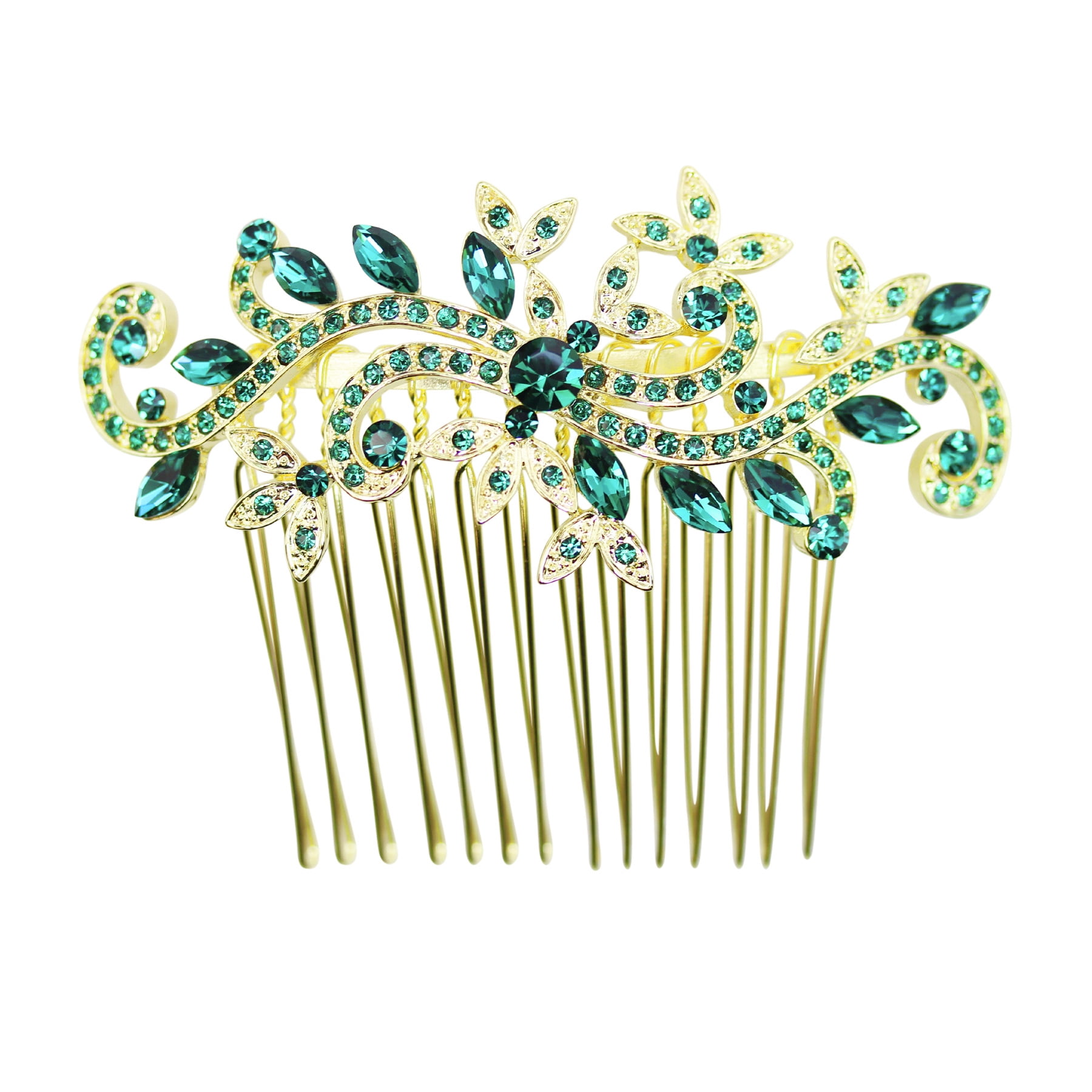 Faship Gorgeous Green Crystal Floral Hair Comb - Walmart.com