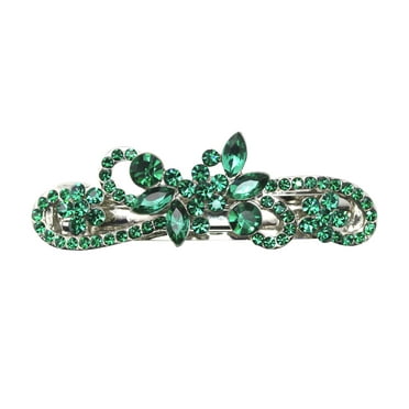 Faship Gorgeous Teal Rhinestone Crystal Floral Hair Barrette Clip ...