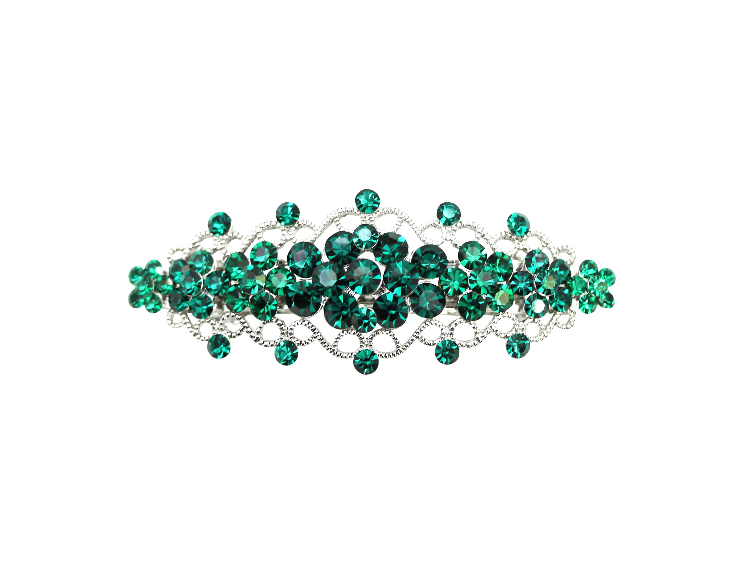 Faship Gorgeous Green Rhinestone Crystal Floral Hair Barrette - Walmart.com
