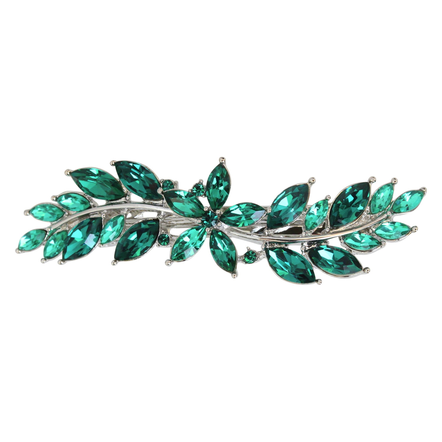Faship Gorgeous Green Rhinestone Crystal Small Floral Hair Barrette ...