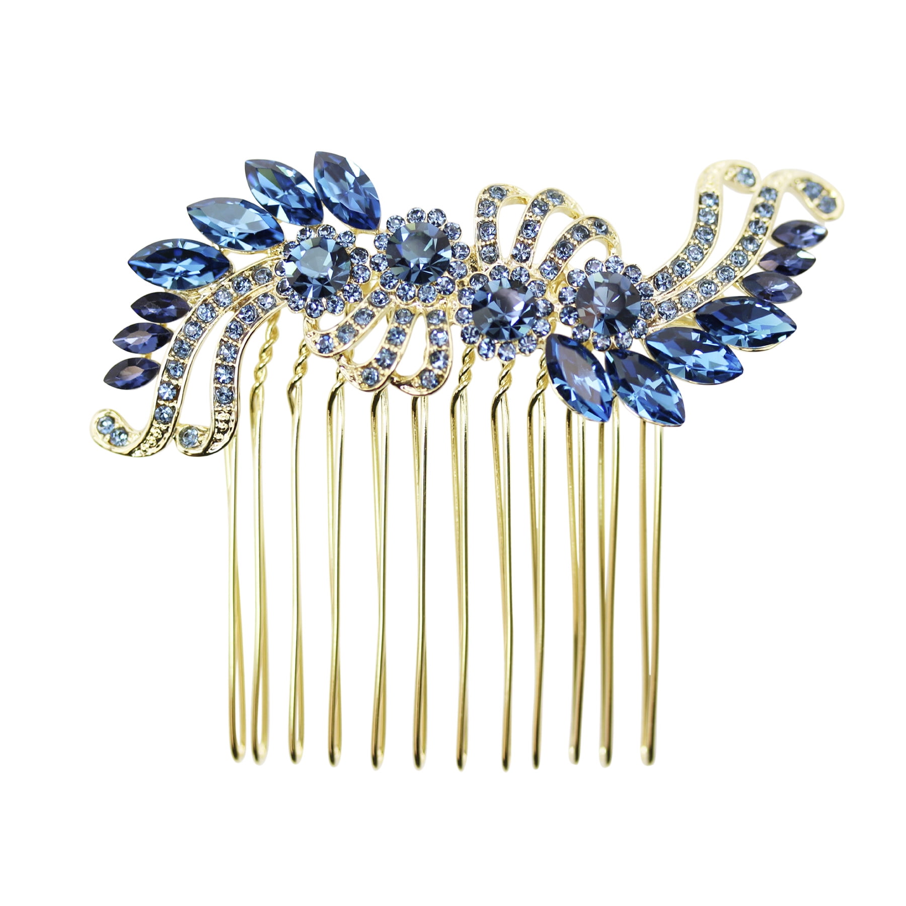 Faship Gorgeous Navy Blue Crystal Floral Hair Comb - Walmart.com