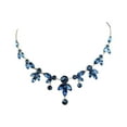 Faship Gorgeous Navy Blue Rhinestone Crystal Floral Necklace Earrings ...