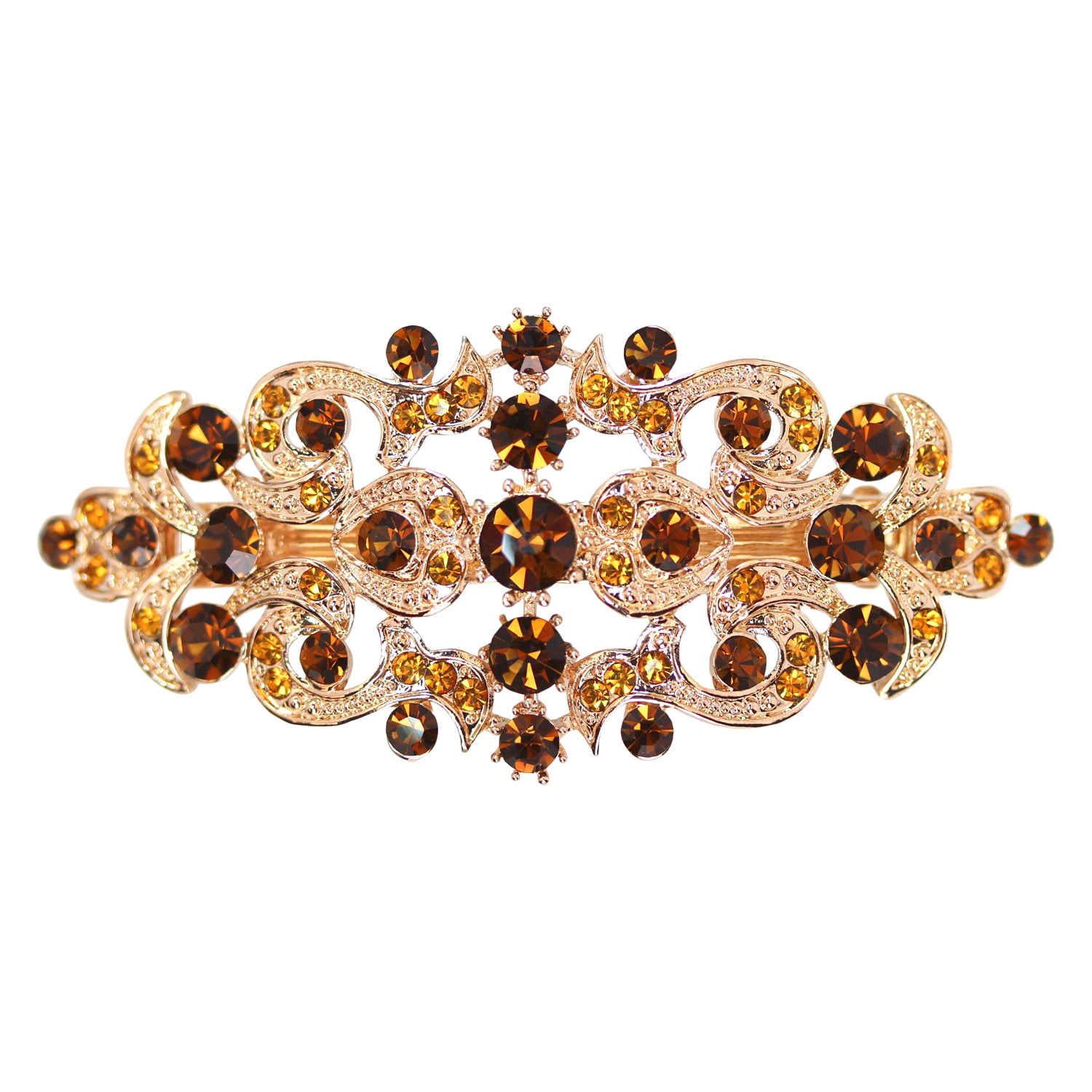 Faship Gorgeous Smoked Topaz Color Rhinestone Crystal Floral Hair ...