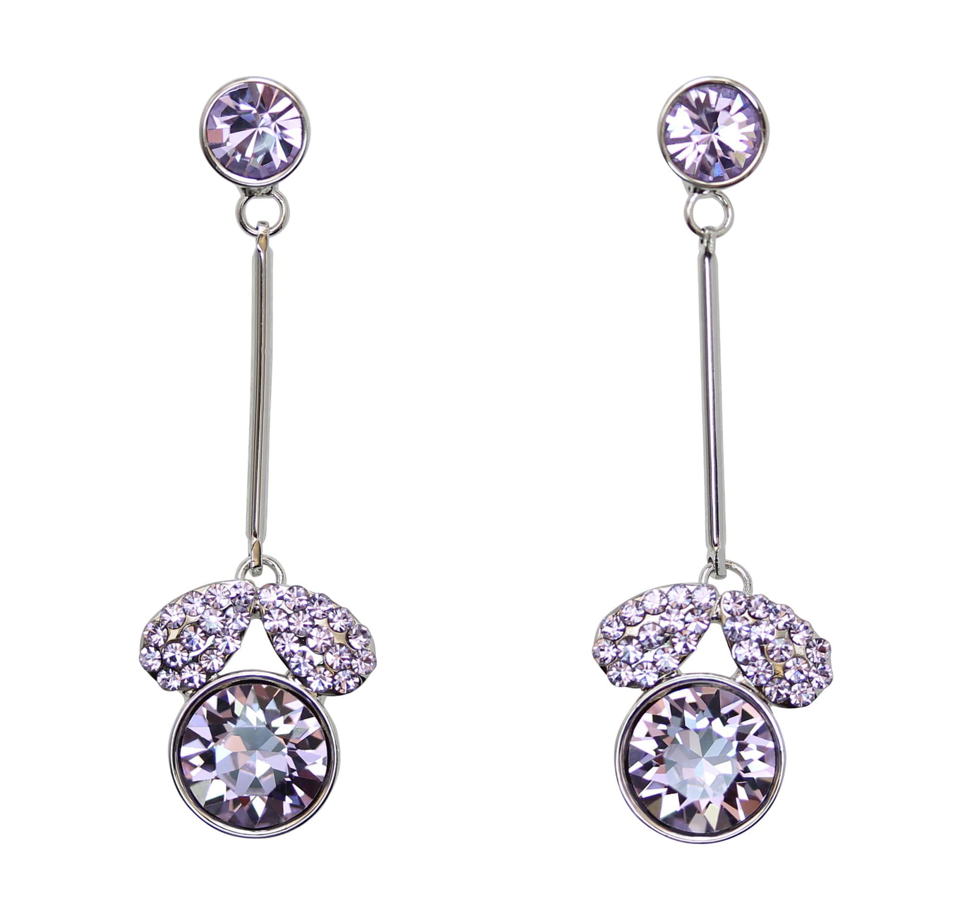 Faship Gorgeous Violet Purple Rhinestone Crystal Dangling Earrings - Walmart.com