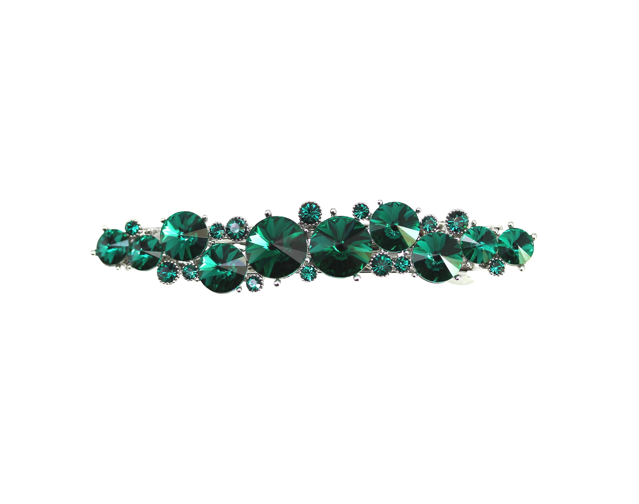 Faship Green Premium Rhinestone Crystal Floral Small Hair Barrette Clip ...