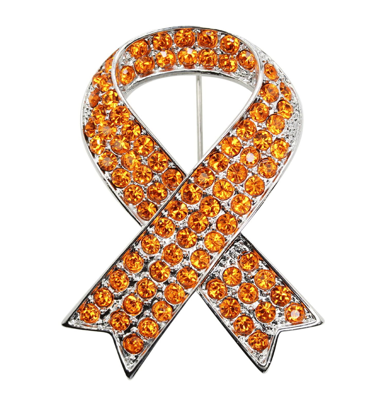 Faship Orange Crystal Gun Violence Mass Shooting Awareness Ribbon Pin ...