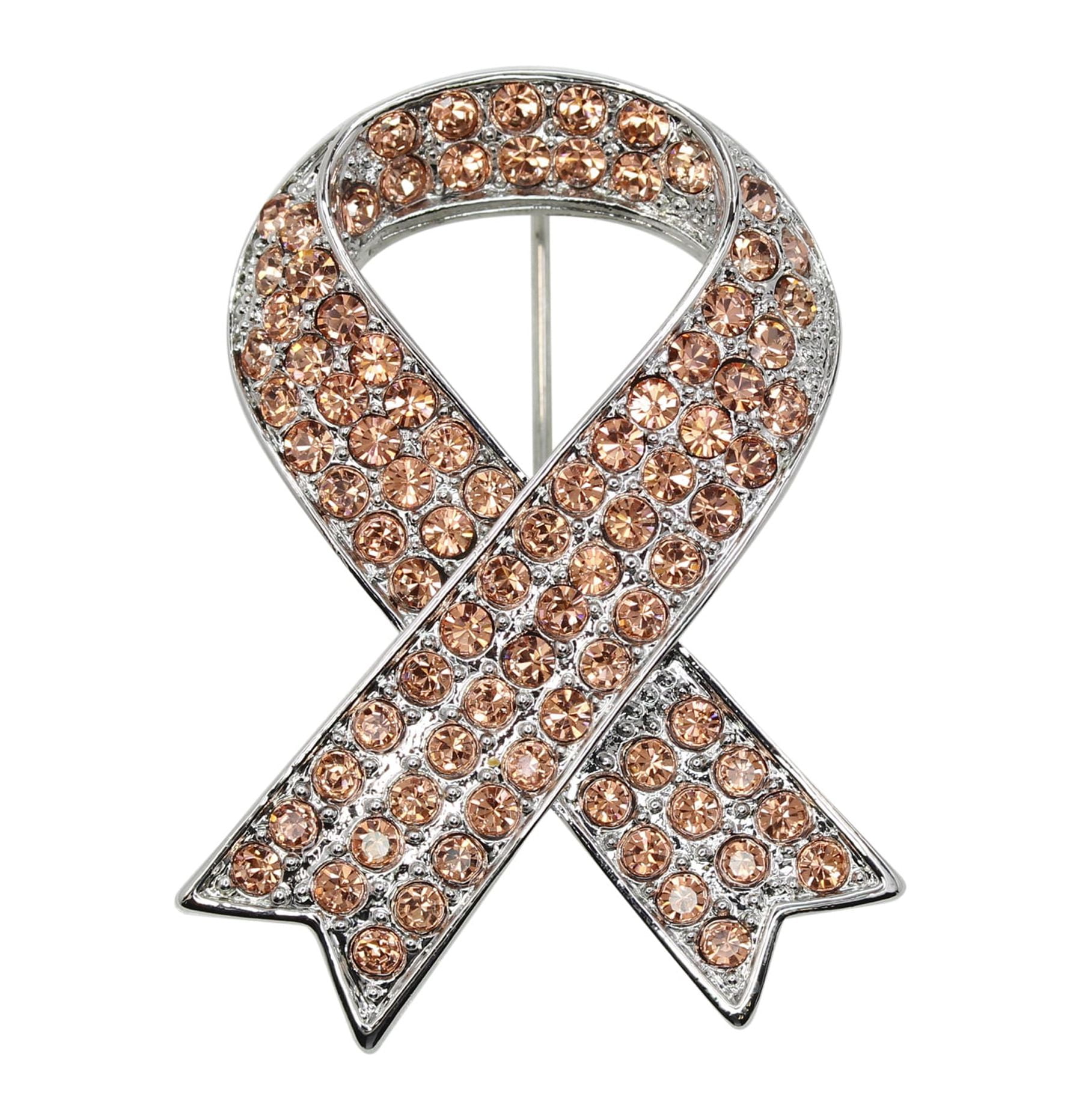 Faship Peach Crystal Uterine Cancer Awareness Ribbon Pin Brooch ...