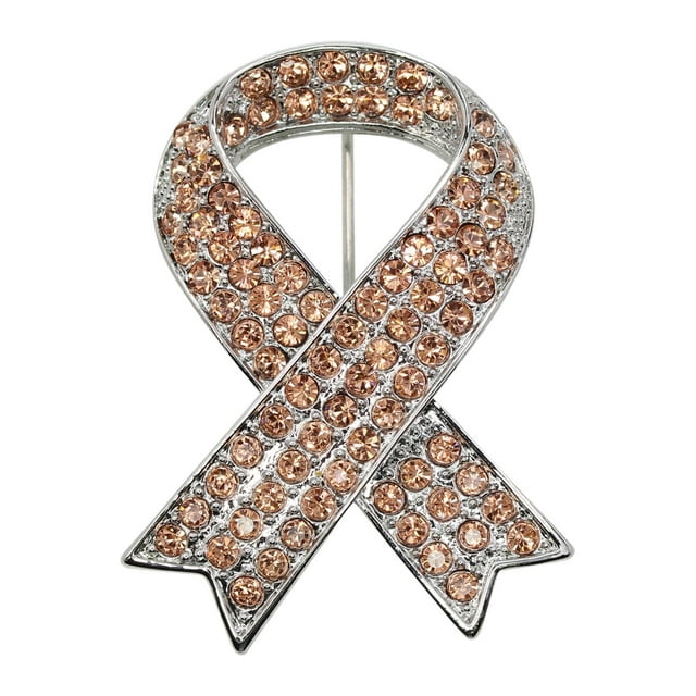 Faship Peach Crystal Uterine Cancer Awareness Ribbon Pin Brooch - Walmart.com