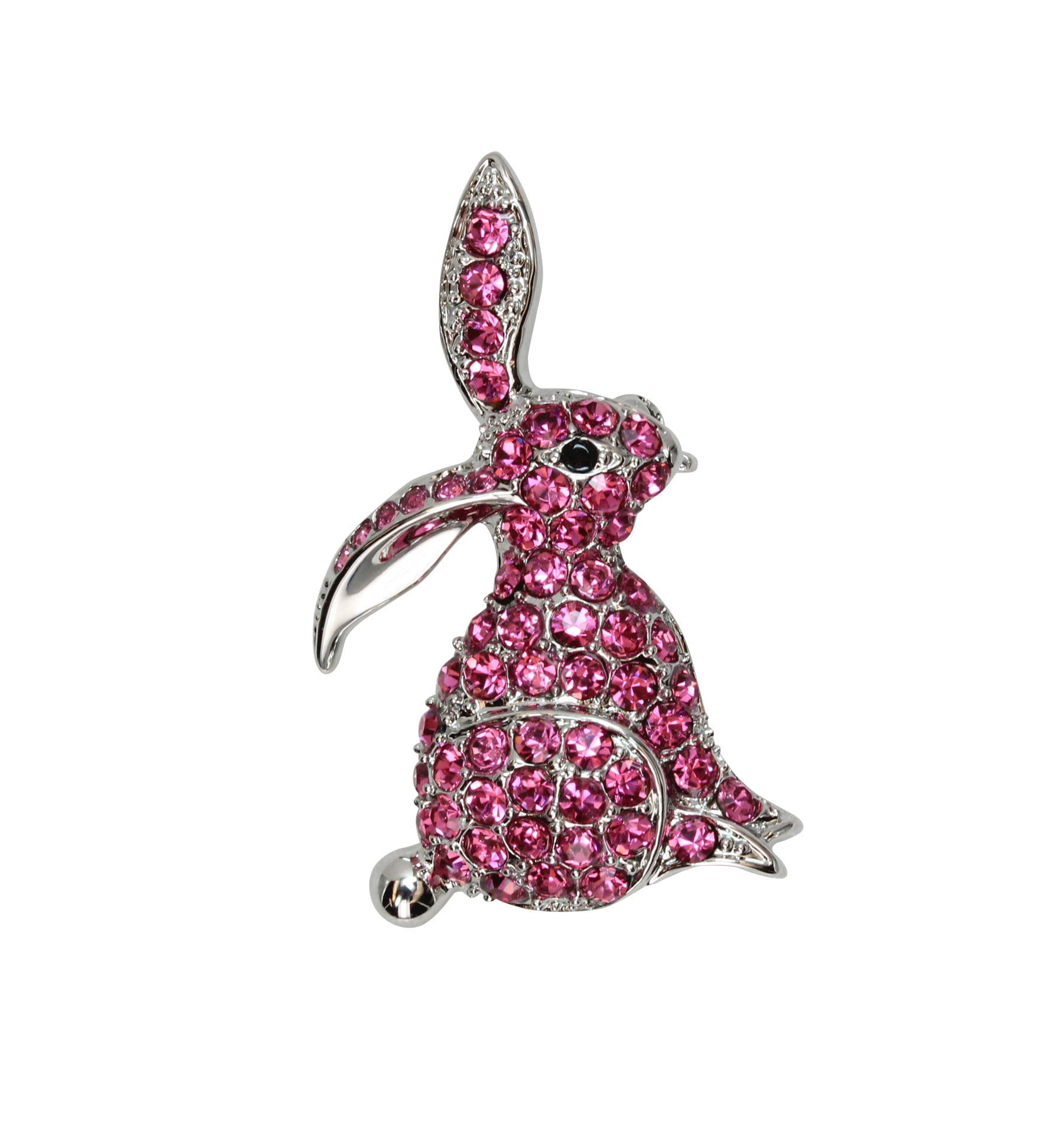 Faship Pink Rhinestone Crystal Bunny Rabbit Pin Brooch for Easter ...