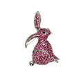 Faship Pink Rhinestone Crystal Bunny Rabbit Pin Brooch for Easter ...