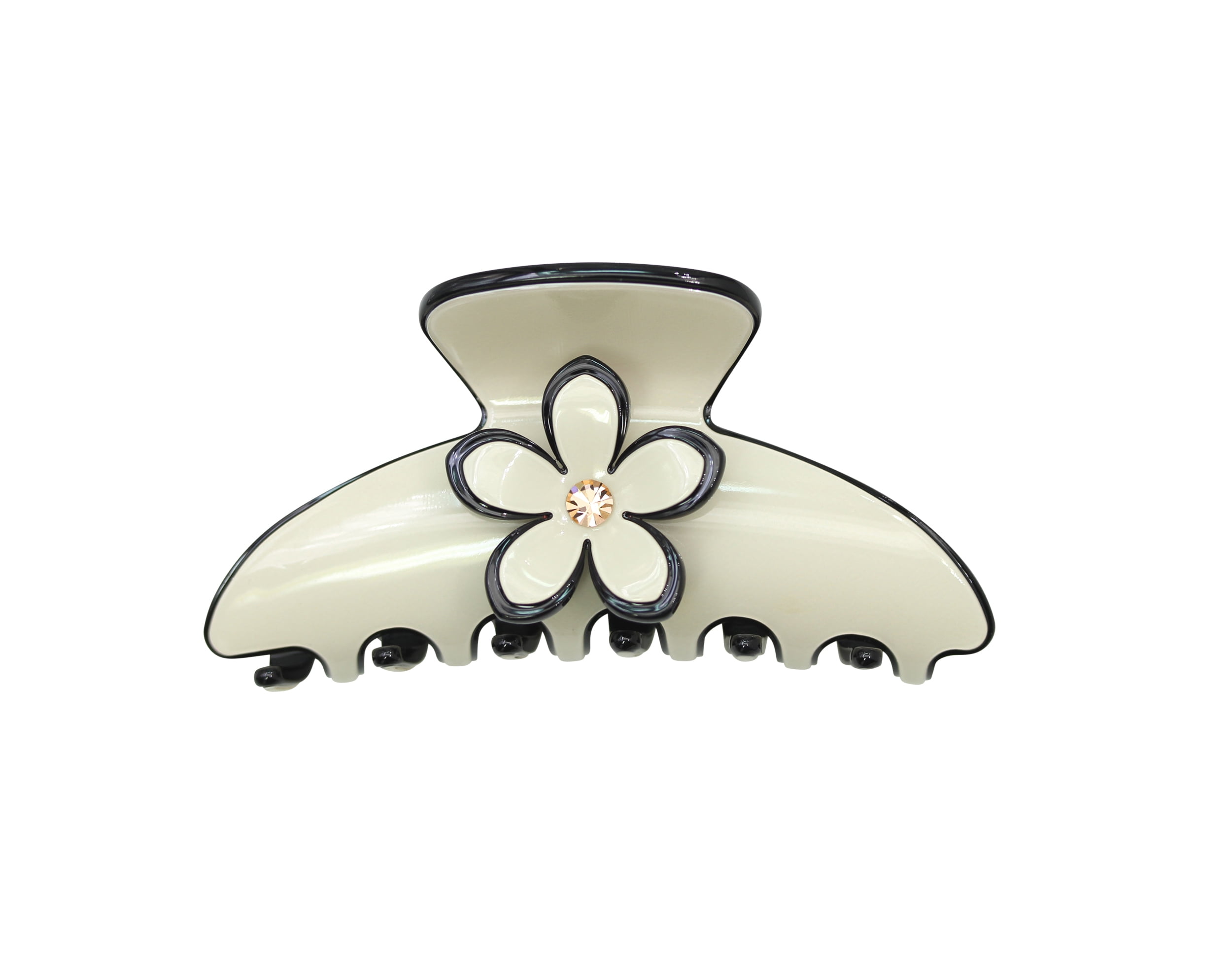 Faship Premium Rhinestone Crystal Beige Cellulose Acetate Floral Art ...
