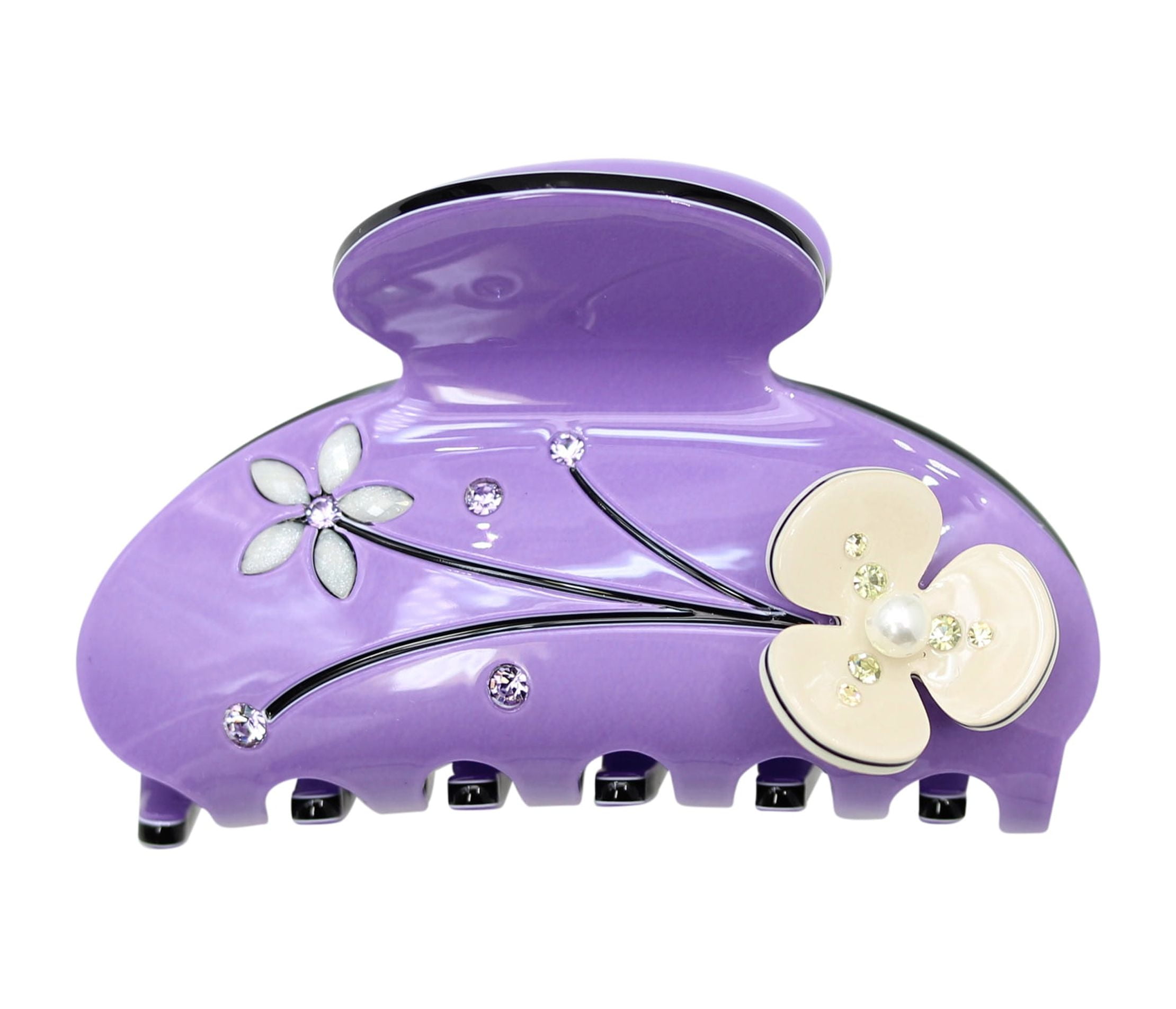 Faship Premium Rhinestone Crystal Purple Cellulose Acetate Floral Art ...