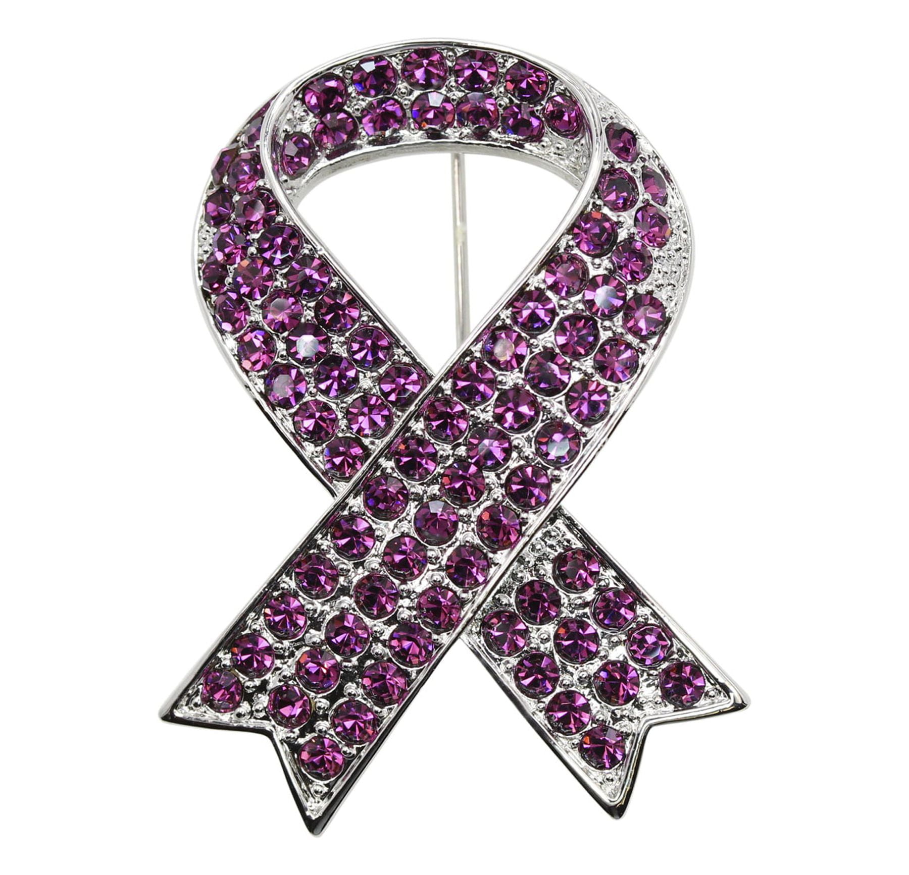 Faship Purple Crystal Pancreatic Cancer Awareness Ribbon Pin Brooch ...
