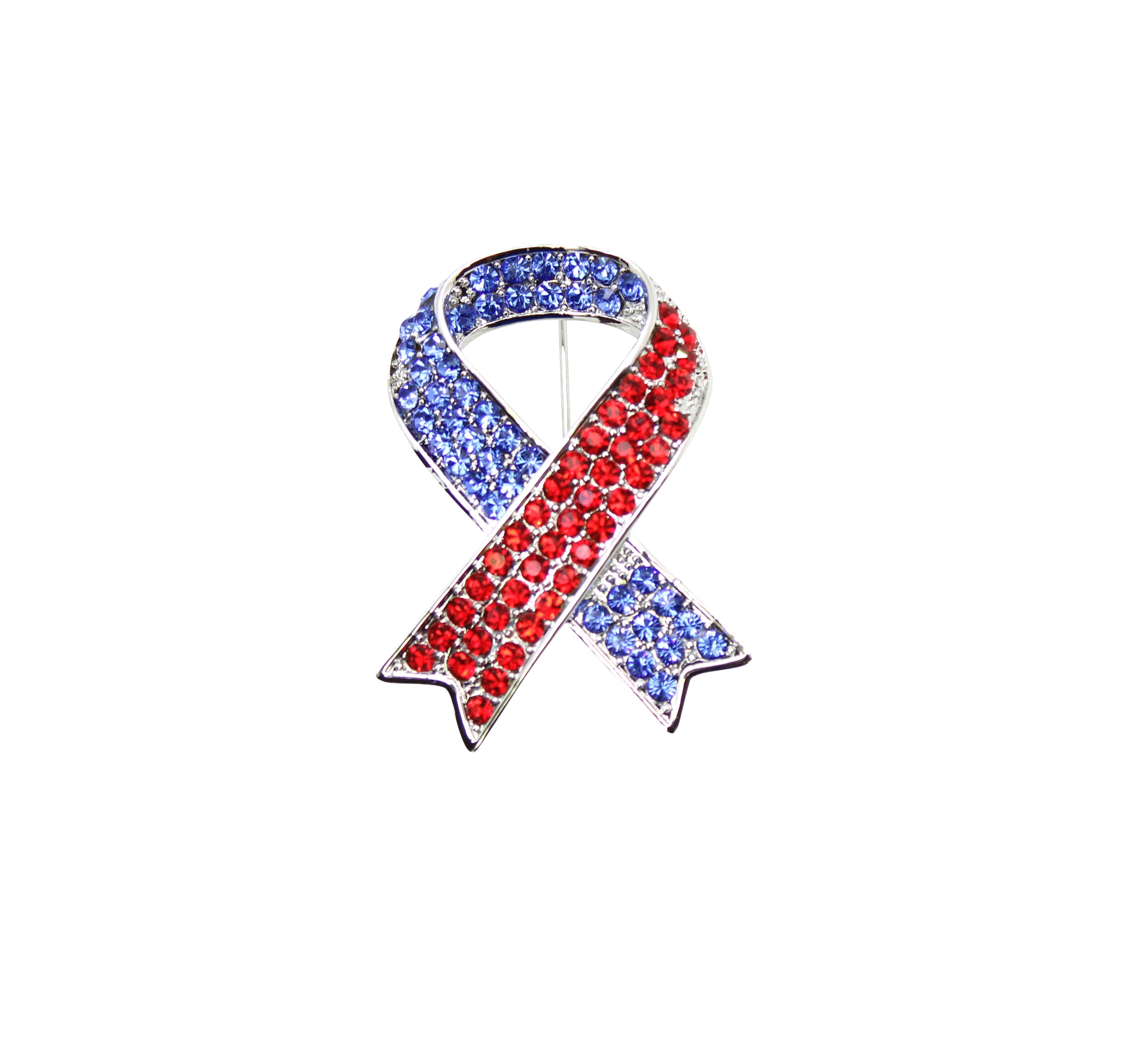 Faship Red And Blue Crystal Congenital Heart Defects Awareness Ribbon ...