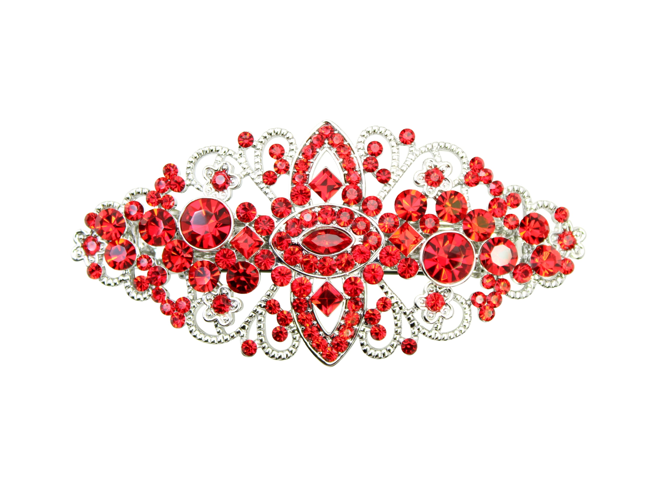 Faship Red Floral Crystal Hair Barrette Clip - Walmart.com