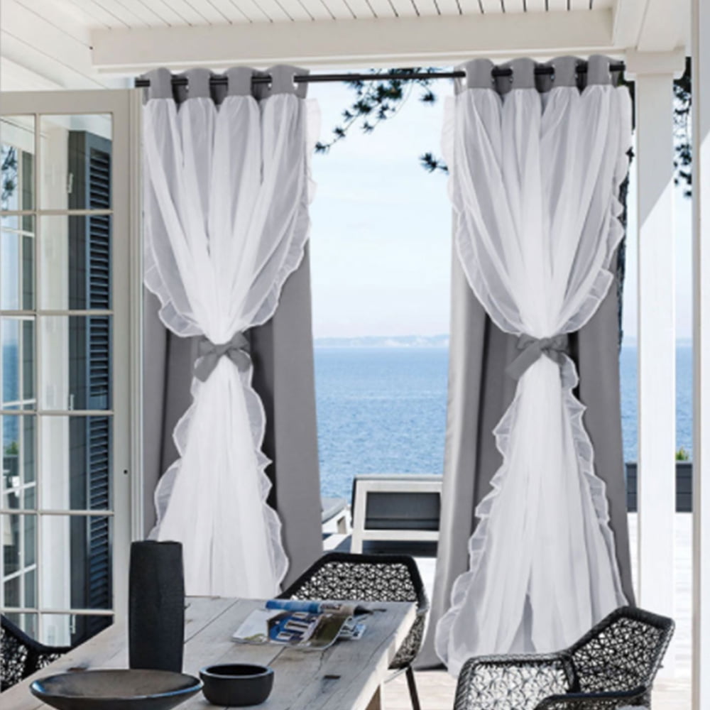 Fashnice 2 Layer Privacy Tulle Energy Efficient Window Blackout Curtain ...