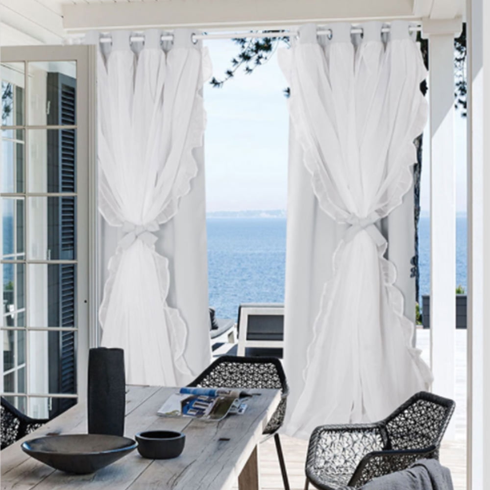 Fashnice 2 Layer Privacy Tulle Energy Efficient Window Blackout Curtain ...