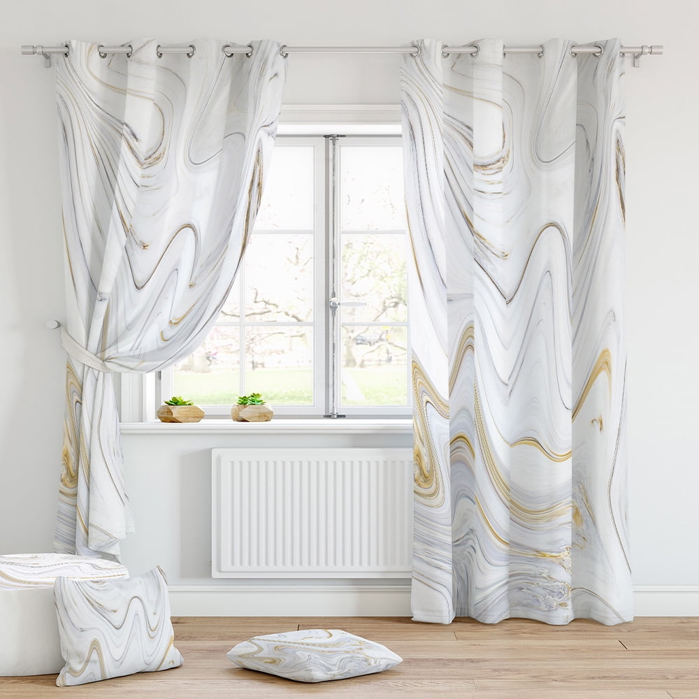 Fashnice 2Pcs 2Pc Privacy Window Curtain Energy Efficient Thick Solid ...