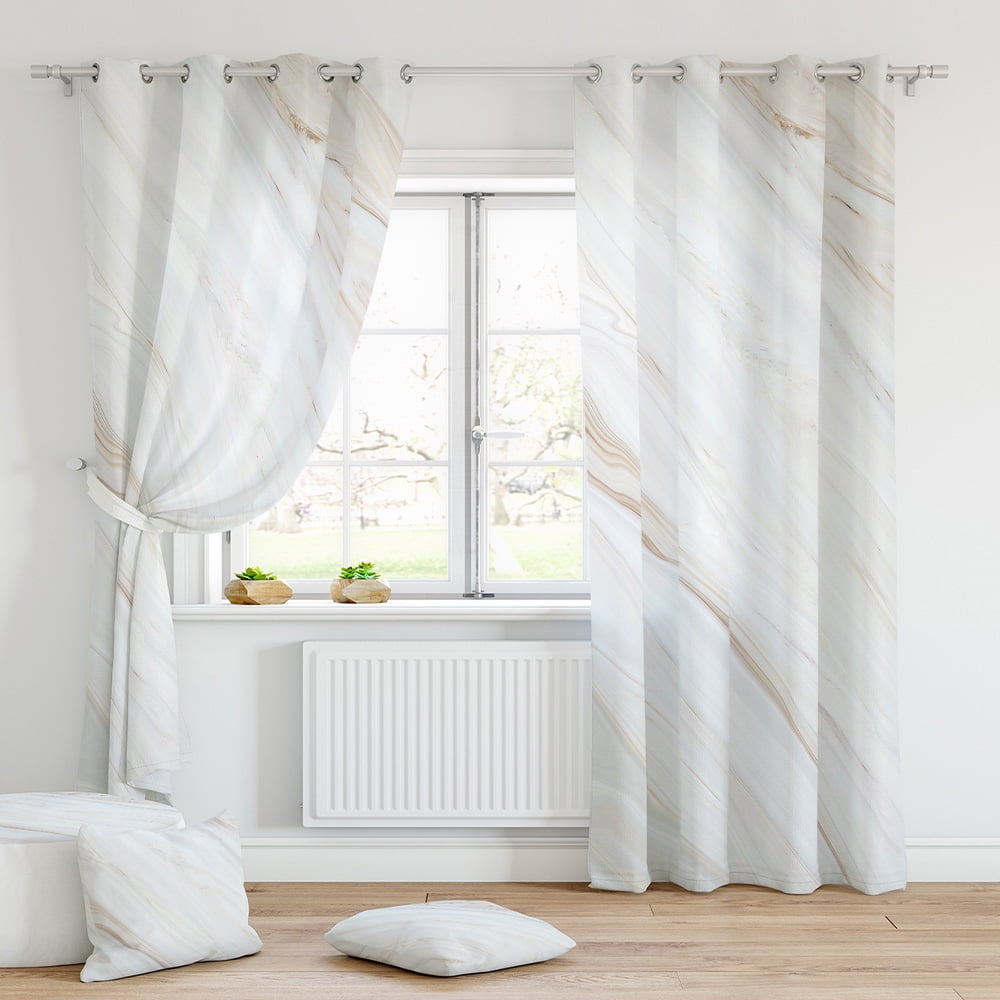 Fashnice 2Pcs 2Pc Privacy Window Curtain Energy Efficient Thick Solid ...