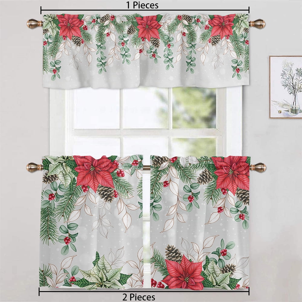 Fashnice Rod Pocket Cafe Tier Christmas Kitchen Valance Scarf Xmas ...